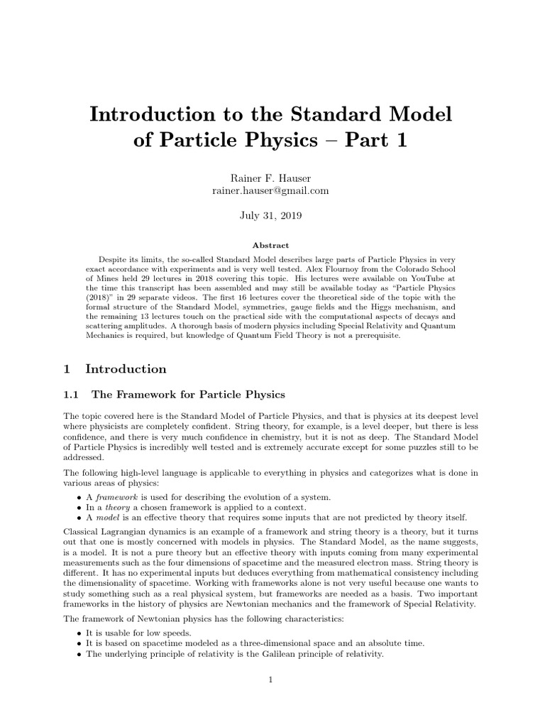 Standard Model 1 | PDF | Standard Model | Fundamental Interaction