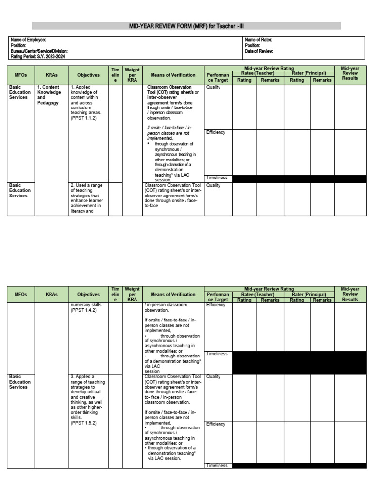 Mid Year Review Form 2023 2024 | PDF | Learning | Teachers Mid Year Review Form 2023 2024 | PDF | Learning | Teachers