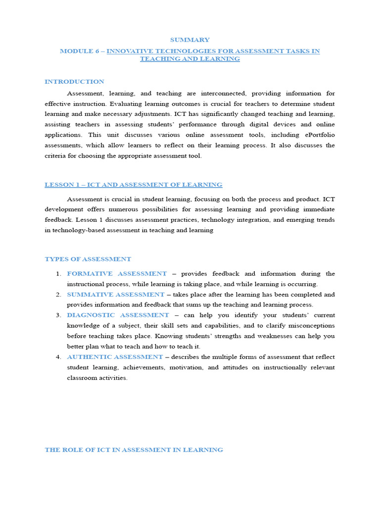 Innovative Assessment Technologies in Education | PDF | Educational ...