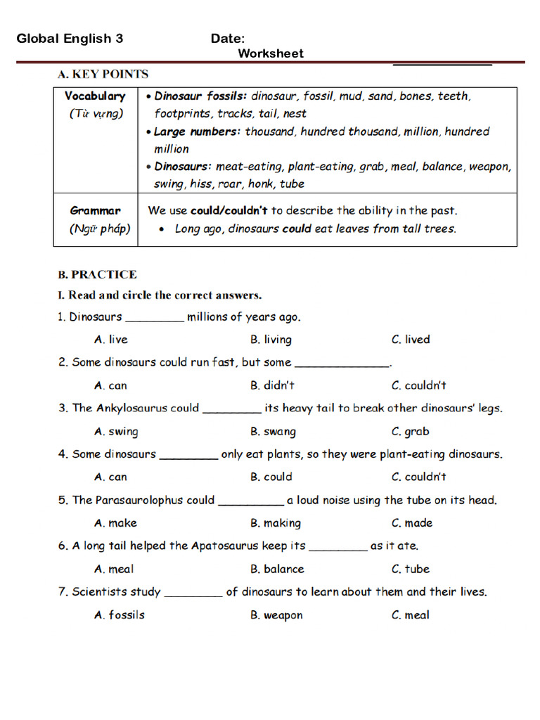 Global English 3 Worksheet Guide | PDF