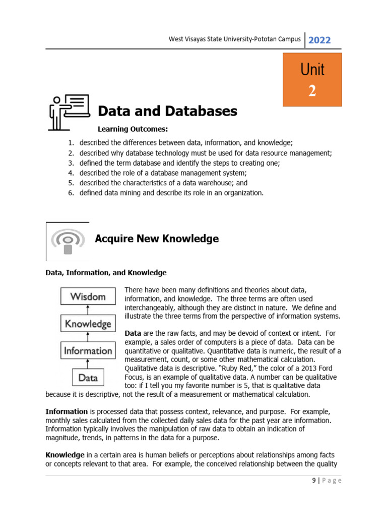 Unit 2 Data and Databases | PDF | Databases | Relational Model