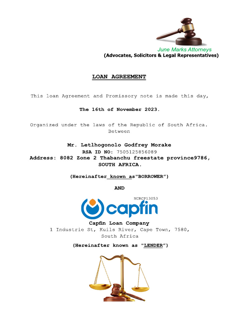 Capfin Legal Loan Contract Agreement | PDF