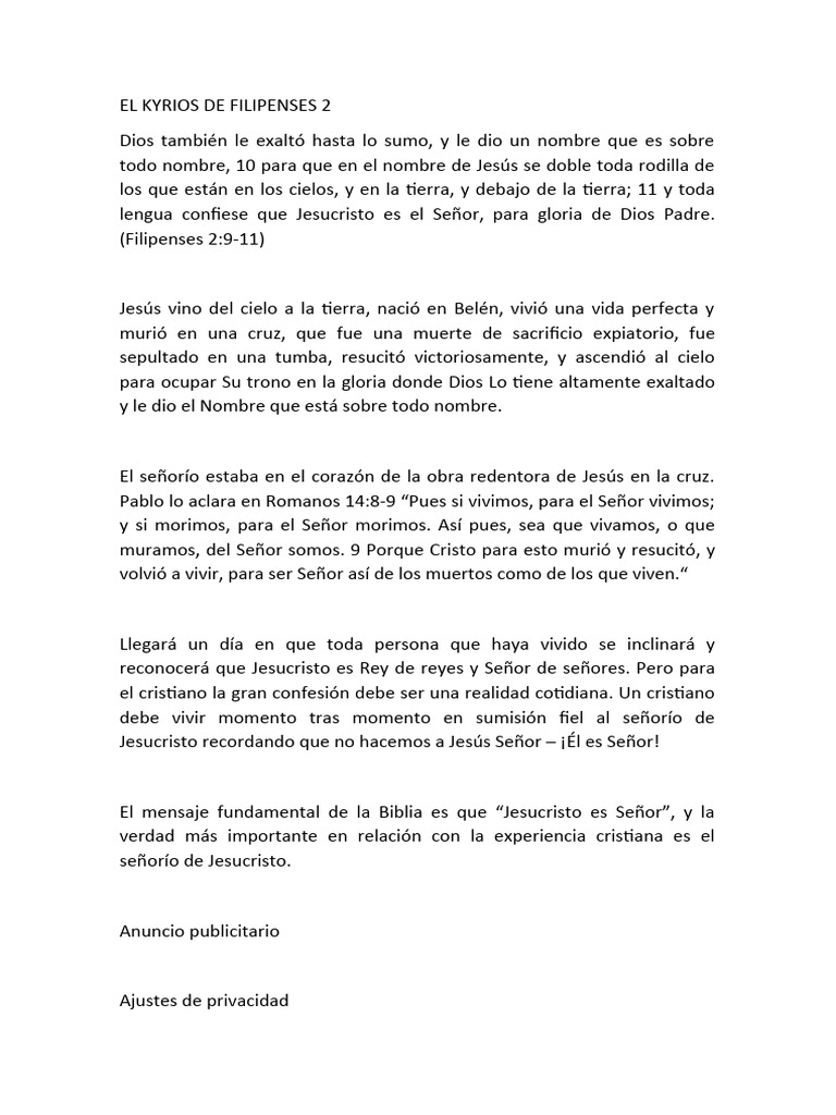 El Kyrios de Filipenses 2 | PDF | Jesús | Epístola a los filipenses