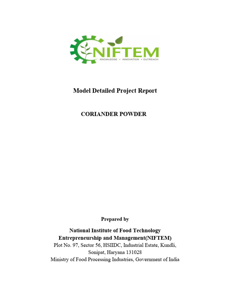 Coriander Powder DPR | PDF