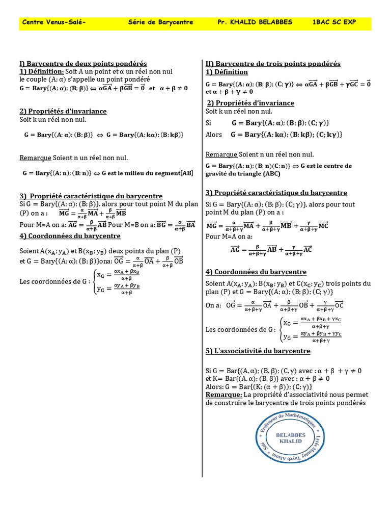 Barycentre | PDF