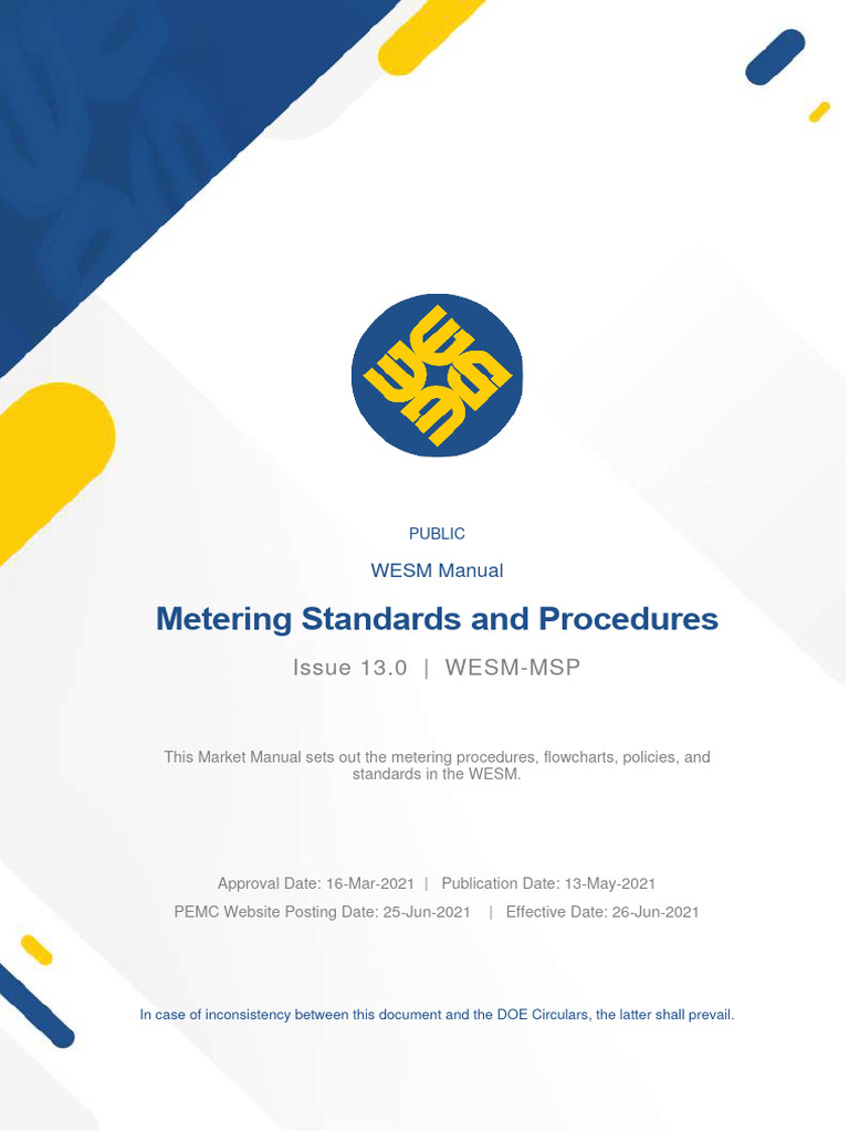 WESM-MSP-13.0 26 Jun 2021 (EWDO) | PDF | Transformer | Electrical Impedance