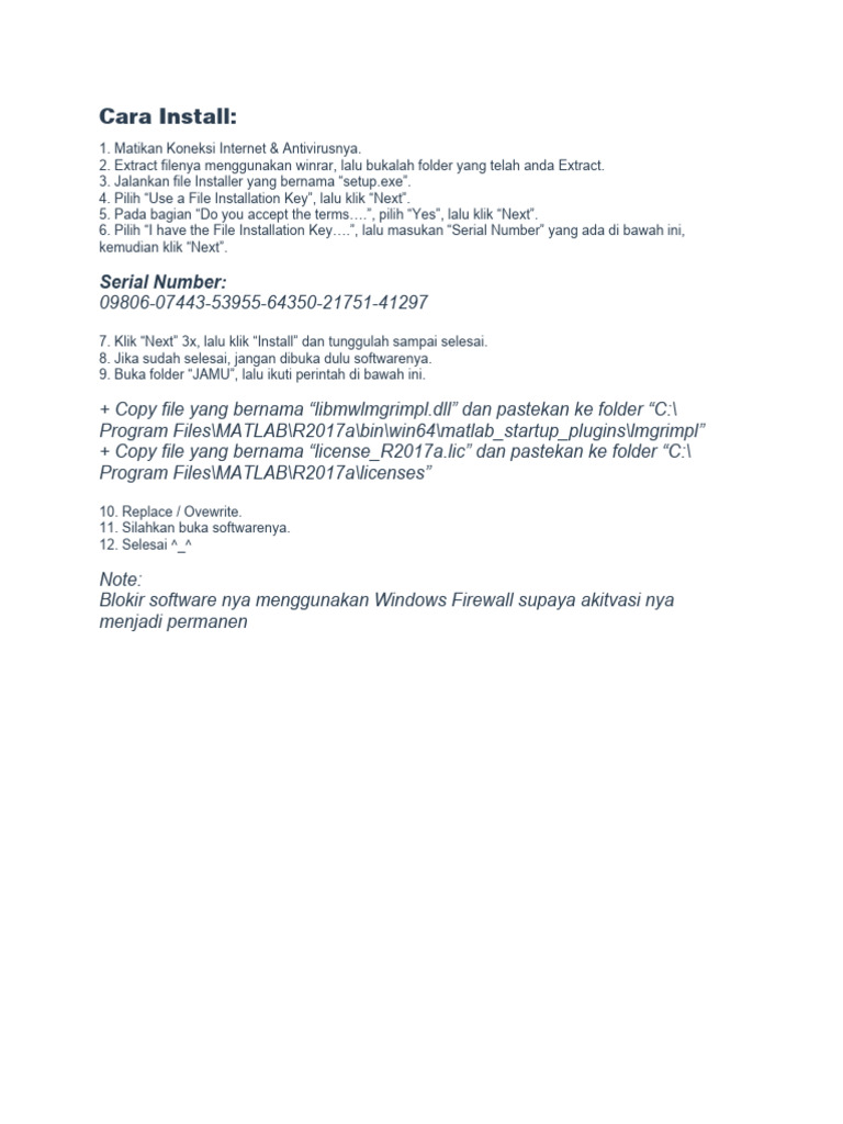 Cara Install Matlab 2017a | PDF