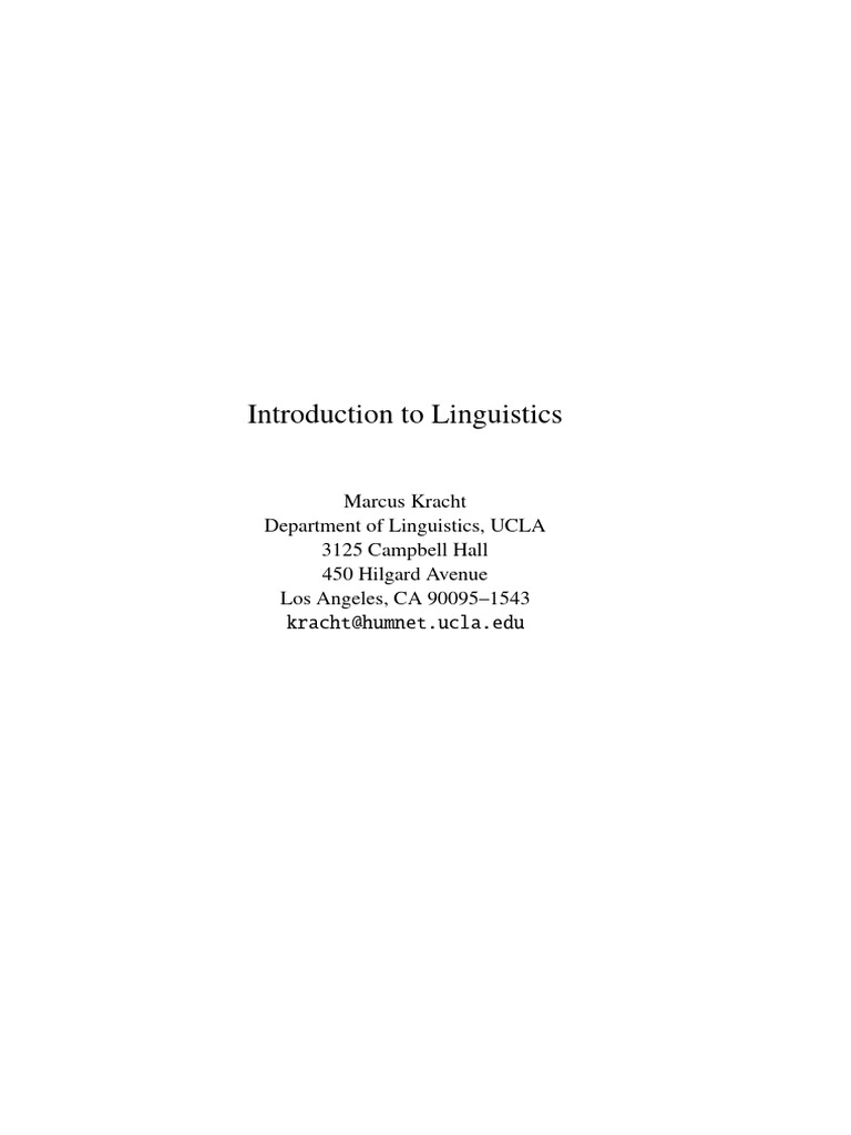 Linguistics 6 Intro | PDF