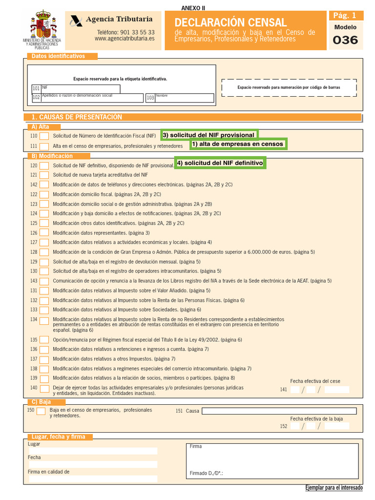Modelo 036 | PDF | Impuestos | Impuesto sobre la renta