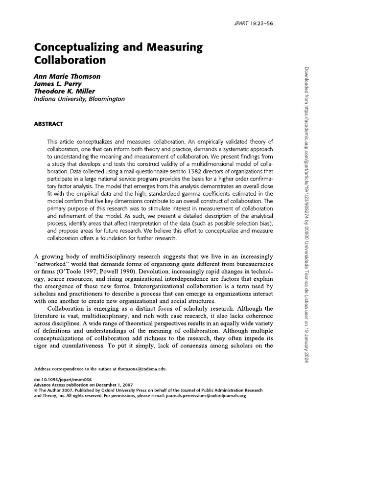 Concetualizing and Measuring Collaboration - Perry | PDF