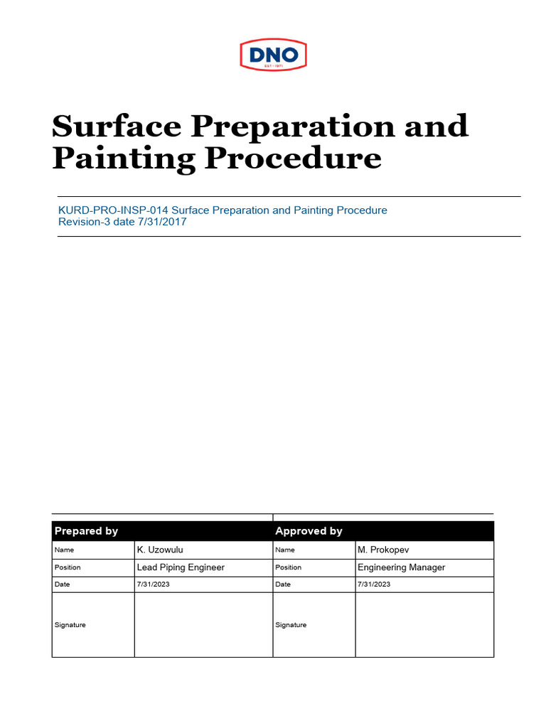 Surface Preparation & Painting Procedure | PDF | Paint | Pipe (Fluid ...