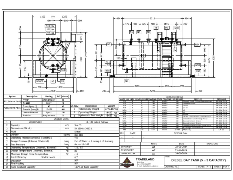 DIESEL DAY TANK (5 m3 CAPACITY) | PDF | Materials | Civil Engineering