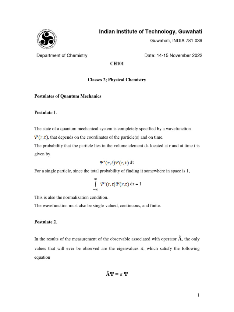 Physical Chem Lec 2 | PDF | Wave Function | Quantum Mechanics