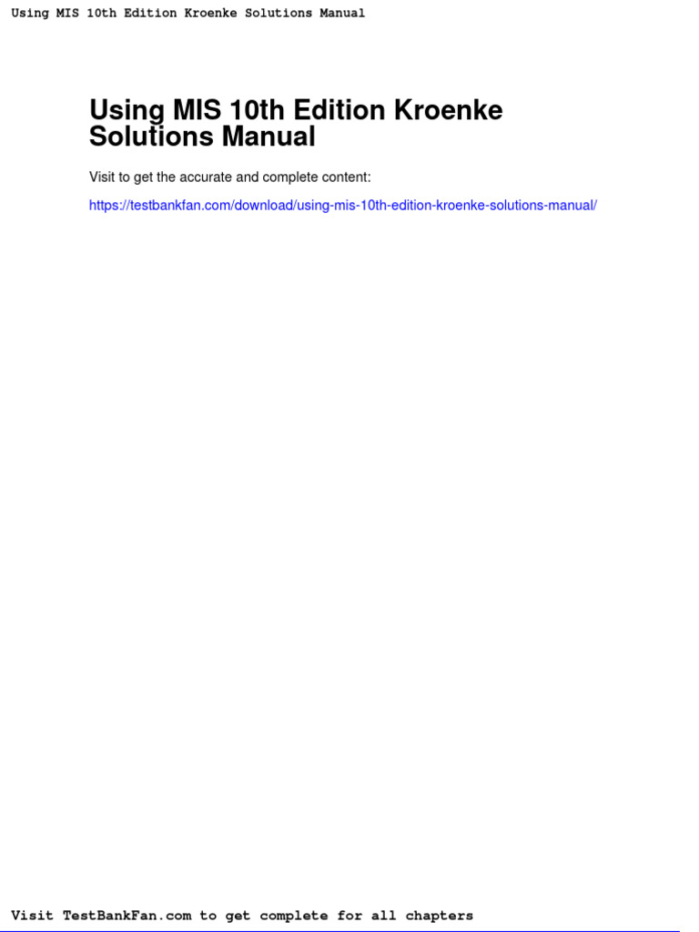 Dwnload Full Using Mis 10th Edition Kroenke Solutions Manual PDF | PDF ... Dwnload Full Using Mis 10th Edition Kroenke Solutions Manual PDF | PDF ...