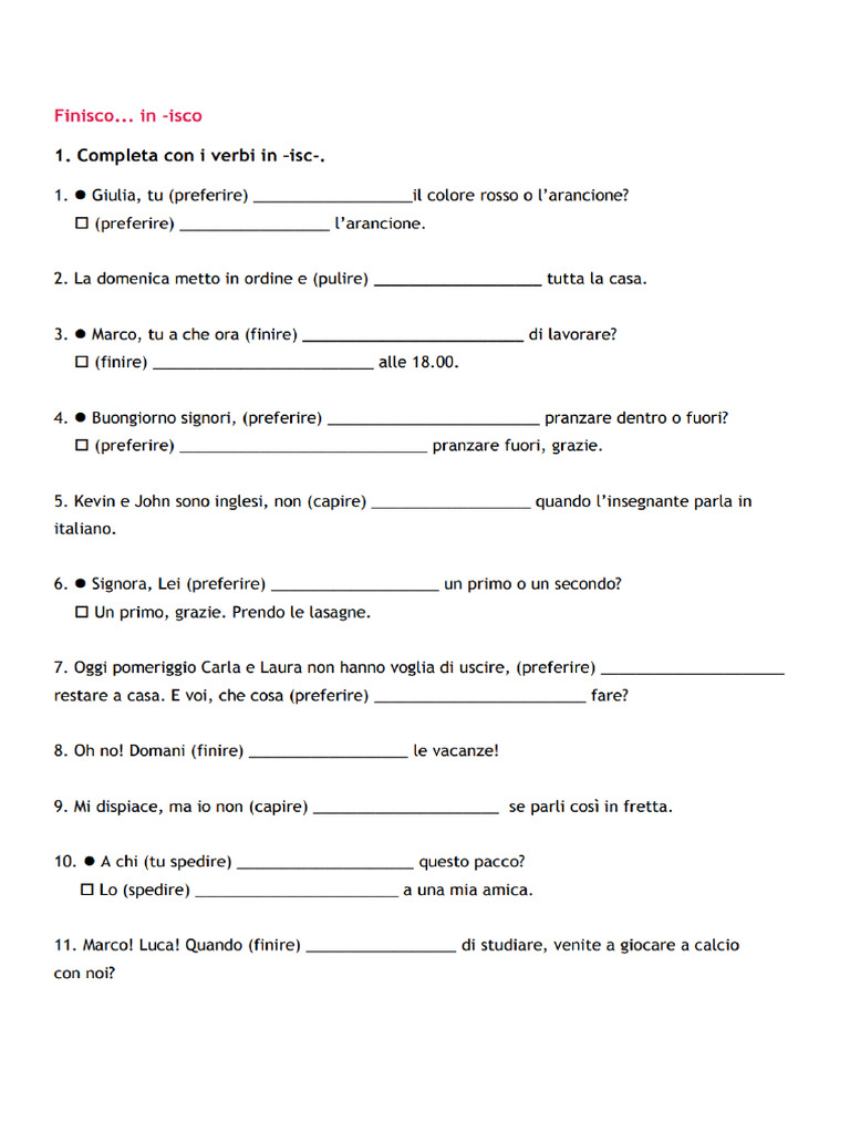 Verbi Con L'interfisso - Isc | PDF