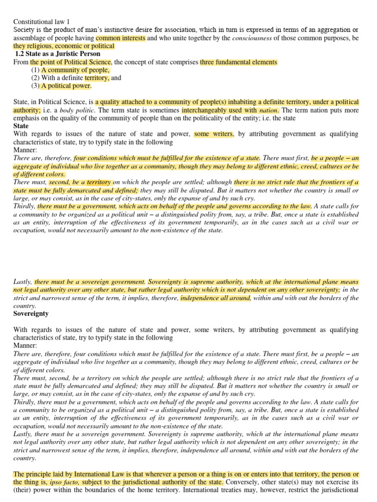 Constitutional Law 1 | Download Free PDF | Constitution | Sovereign State