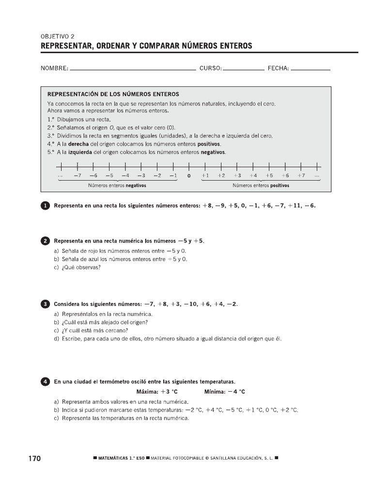 Comparacion Numeros Enteros | PDF