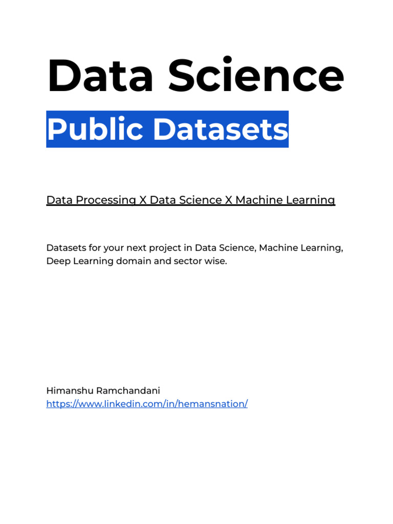 Data Science Public Dataset | PDF | Computing | Information Science