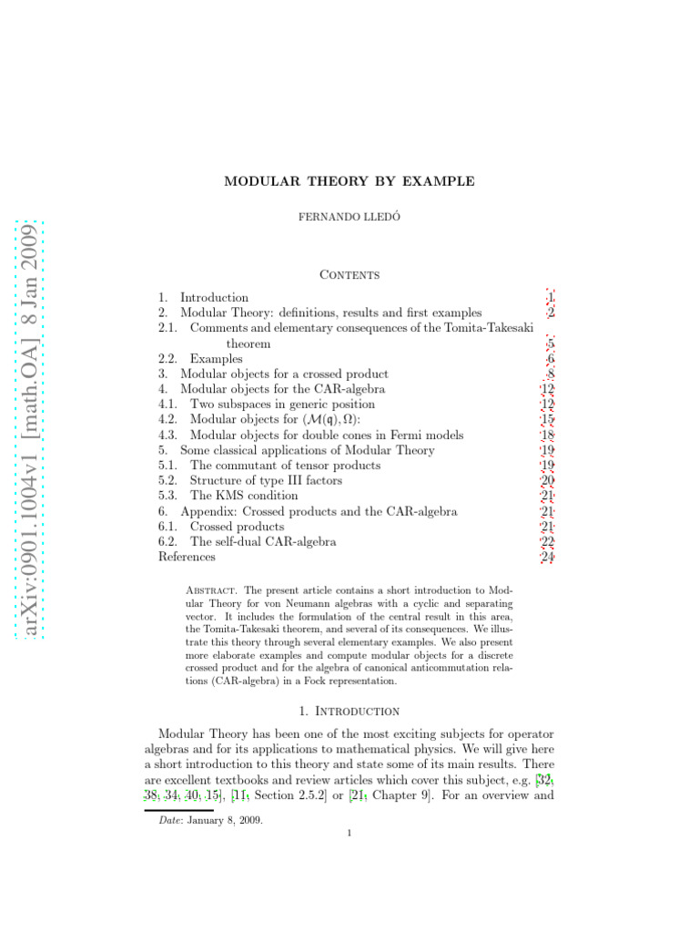 (FERNANDO LLEDO) Modular Theory by Examples | PDF | Functional Analysis | Mathematical Relations