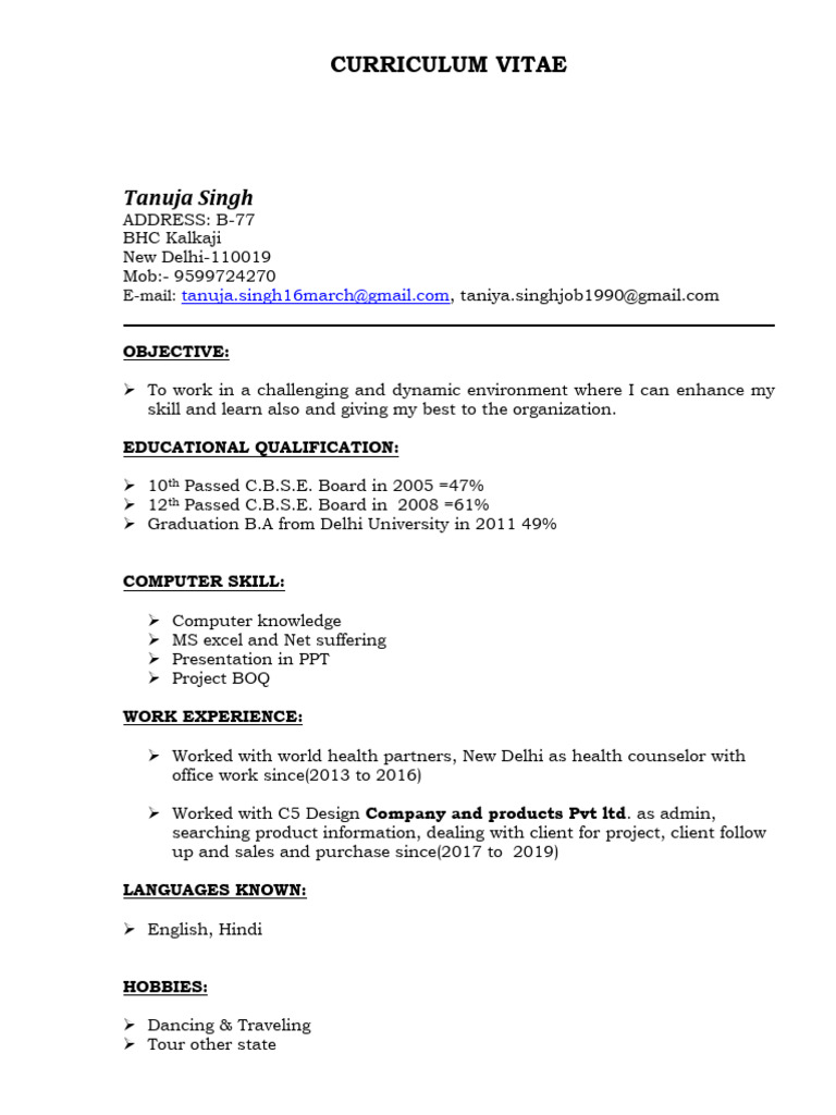 Tanuja Resume 2020 | PDF Tanuja Resume 2020 | PDF
