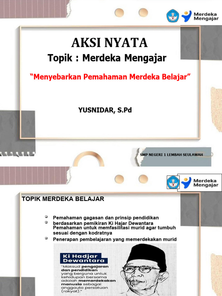 Aksi Nyata Topik Pemahaman Merdeka Belajar PDF | PDF
