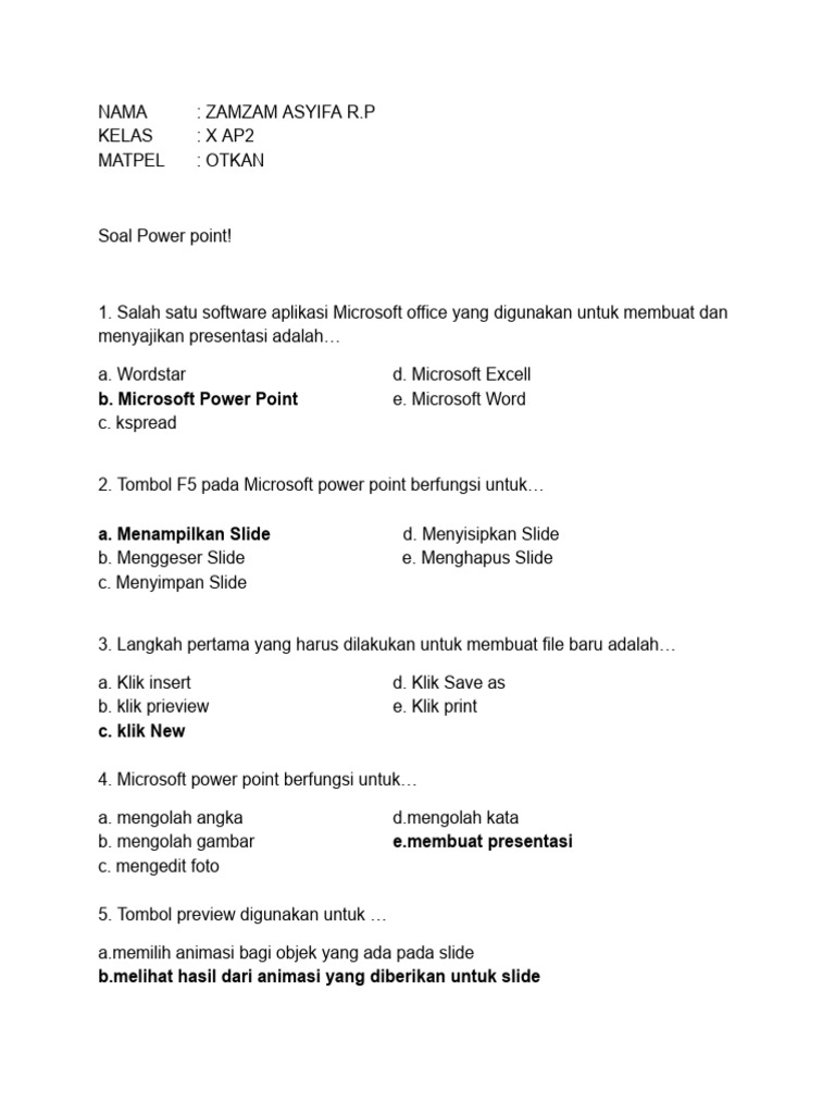 Tugas Otkan Soal Power Point 20 Nomor | PDF | Metode & Bahan Ajar
