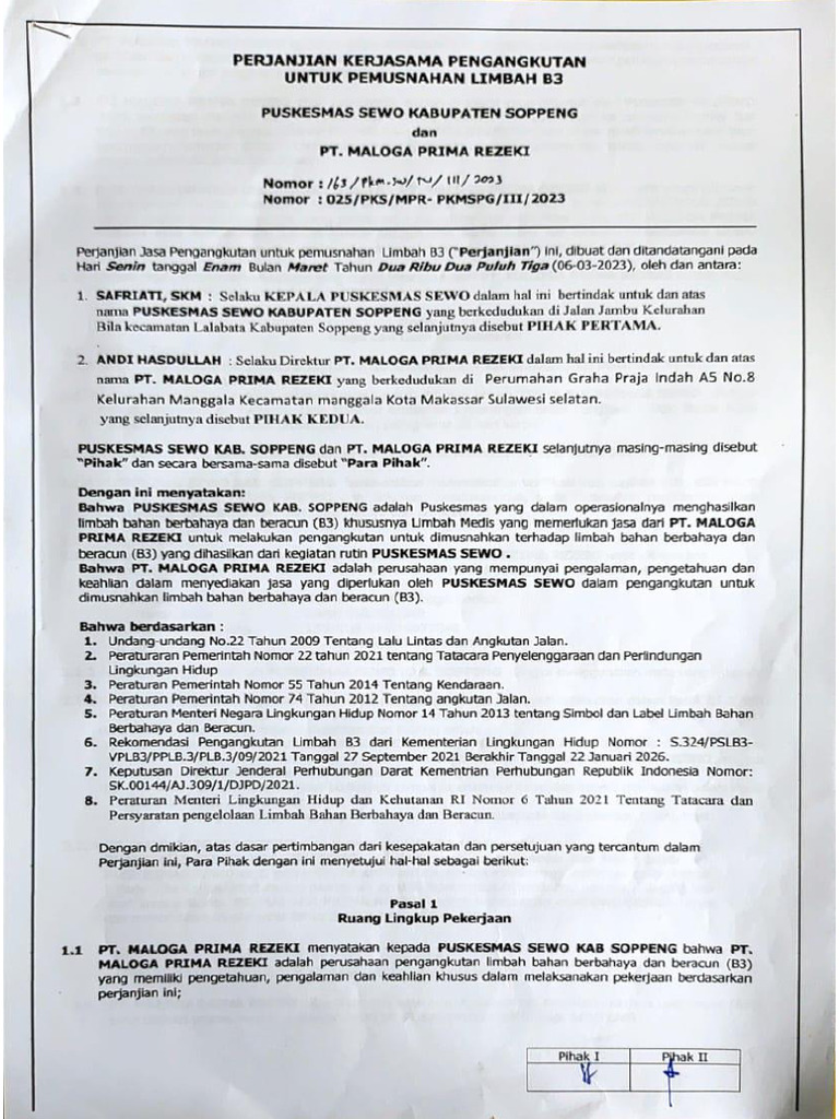 5.5.3.b MoU Limbah Medis Di UPTD Puskesmas Sewo | PDF