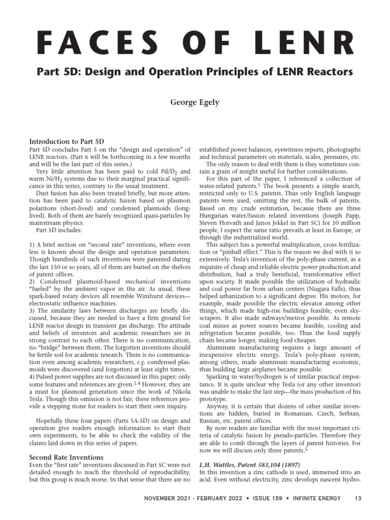 LENR Reactor Design Insights: Part 5D | PDF | Electric Motor ...