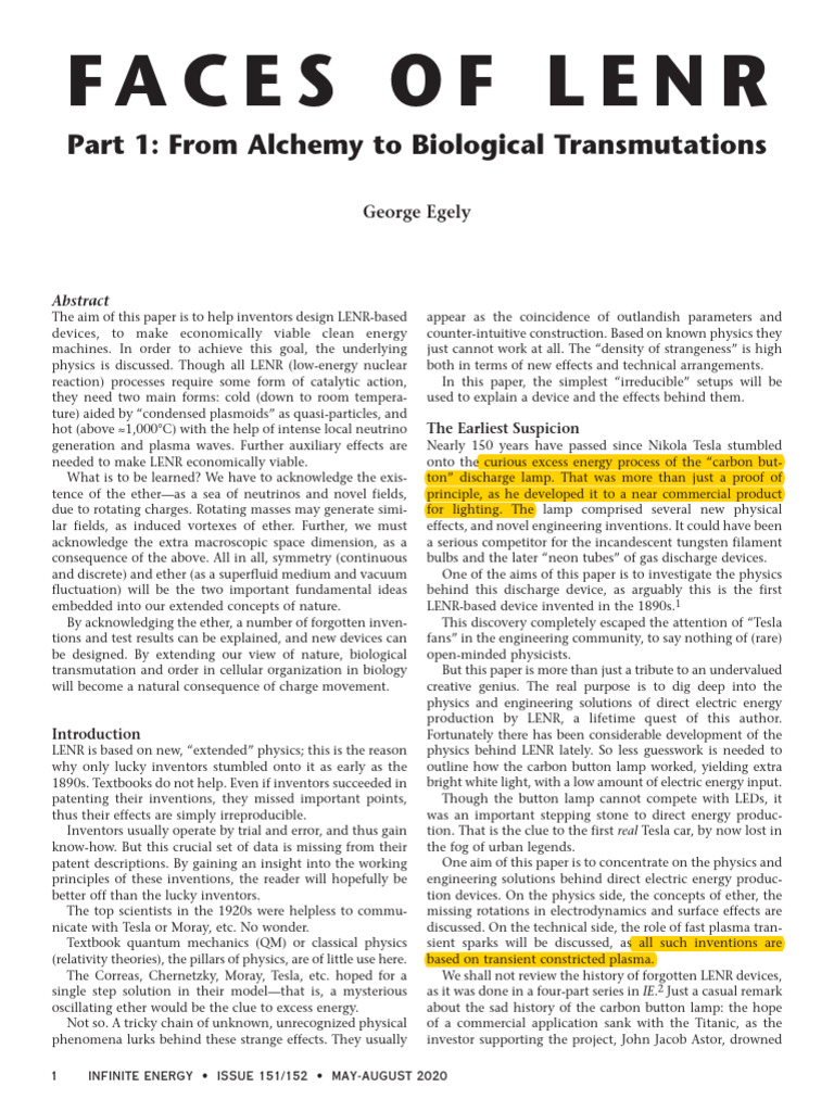 EgelyFaces of LENR Part1 | PDF | Magnetic Field | Electron