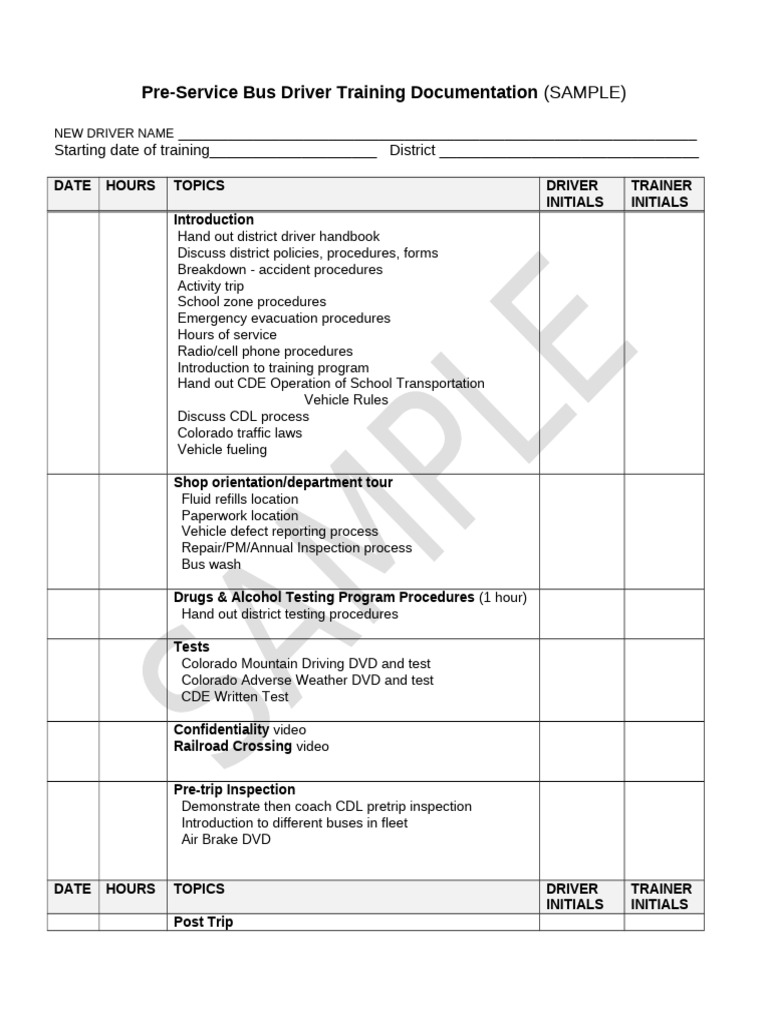 Driver Training Program Sample | PDF | Bus | Driving