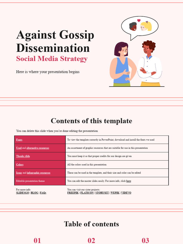 Against Gossip Dissemination Social Media Strategy by Slidesgo | PDF ...