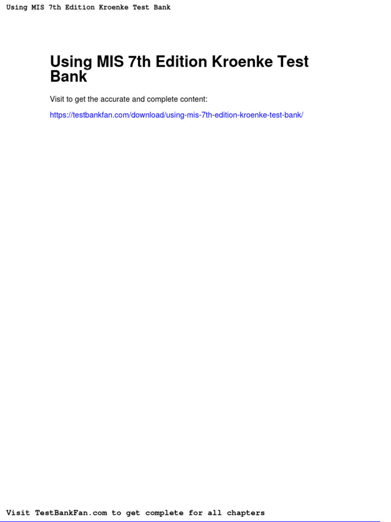 Dwnload Full Using Mis 7th Edition Kroenke Test Bank PDF | PDF ... Dwnload Full Using Mis 7th Edition Kroenke Test Bank PDF | PDF ...