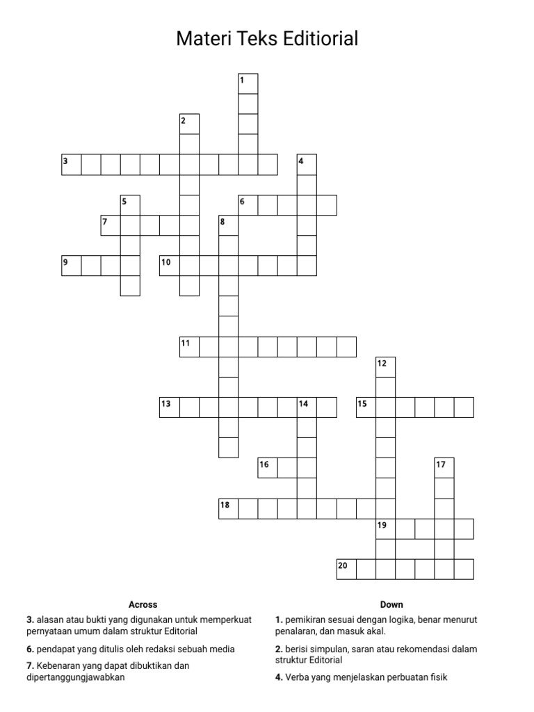 TTS Materi Teks Editiorial - Crossword Labs | PDF