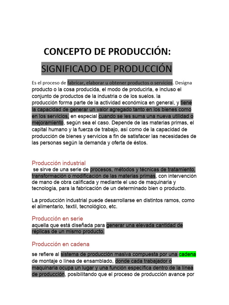 Concepto de Producción | Descargar gratis PDF | Producto (Negocio ...