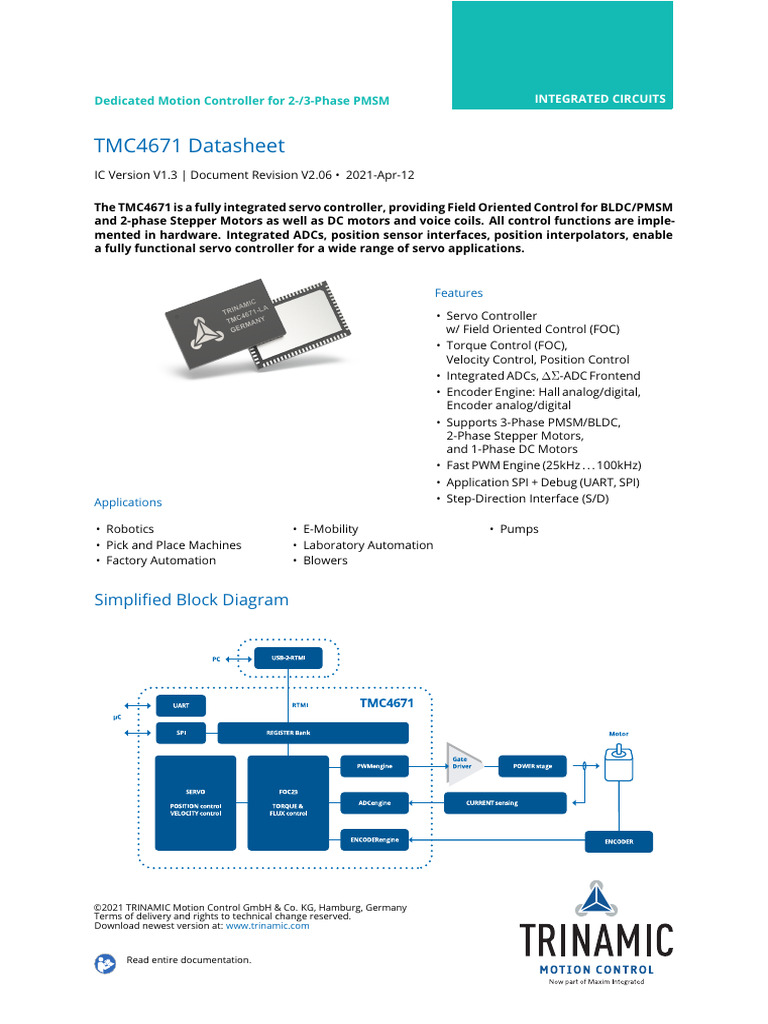 打開「TMC4671-LA datasheet rev2.06」 | PDF | Electric Motor | Analog To ...