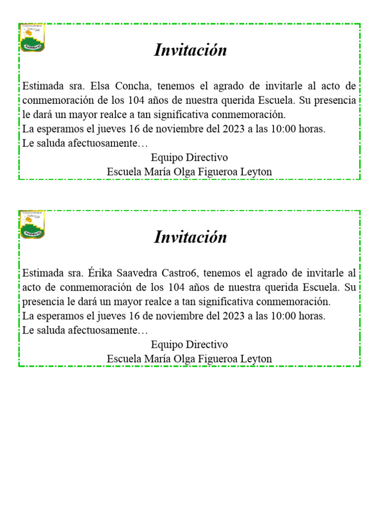 Invitación Apoderados | PDF