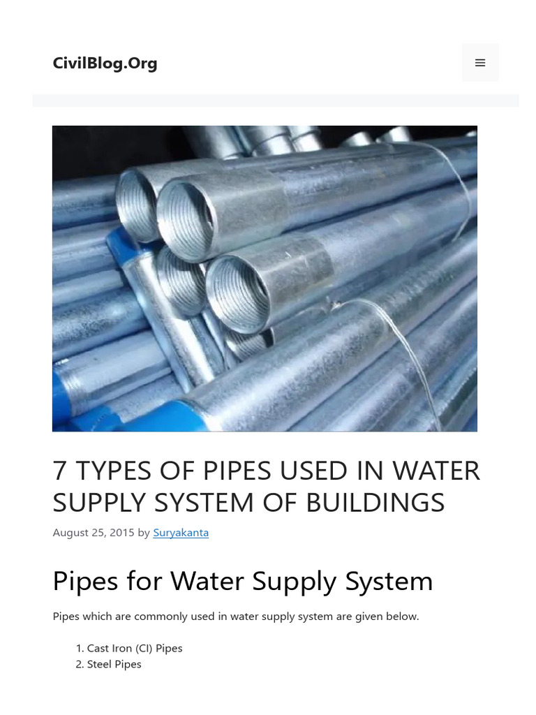 Civilblog Org 2015 08 25 7 Types of Pipes Used in Water Supply System ...