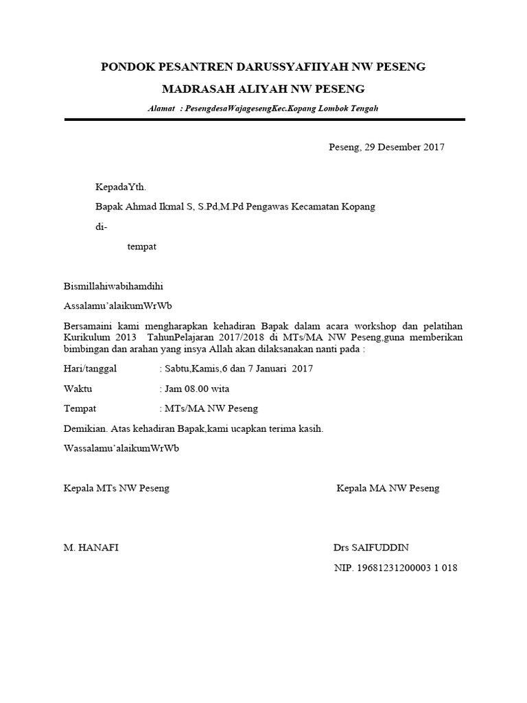 Undangan Pengawas | PDF