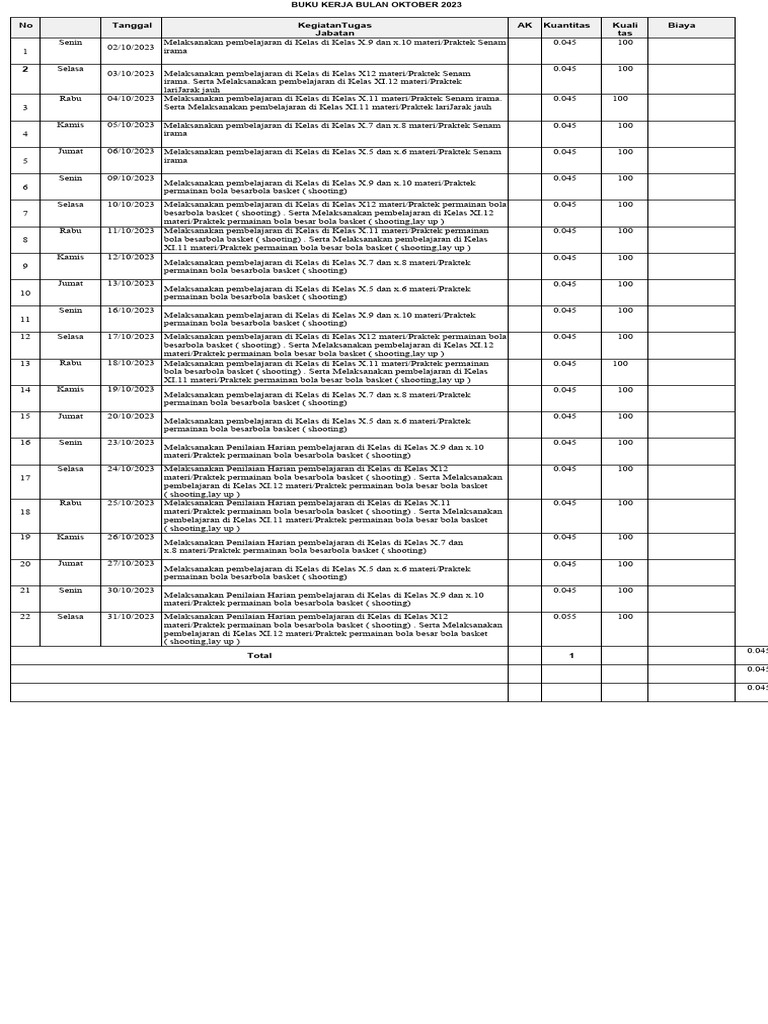 Buku Kerja Okt 2023. | PDF