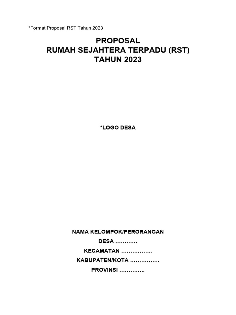 Contoh Format Proposal RST Tahun 2023 | PDF