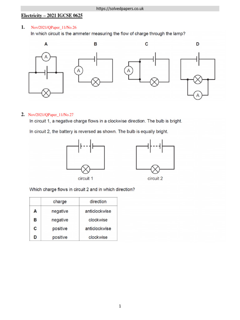 2021 N Electricity Igcse 0625 Pdf