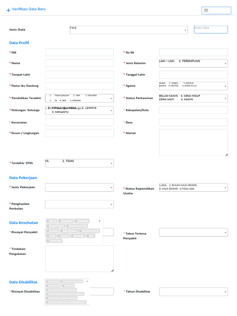 Form Quisoner Pendataan SIDAKMASU | PDF