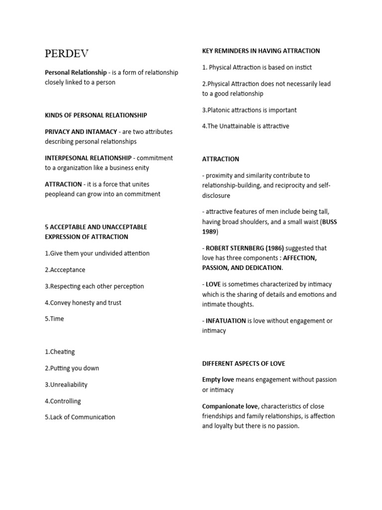 PERDEV REVIEWER WPS Office | PDF | Family | Intimate Relationships