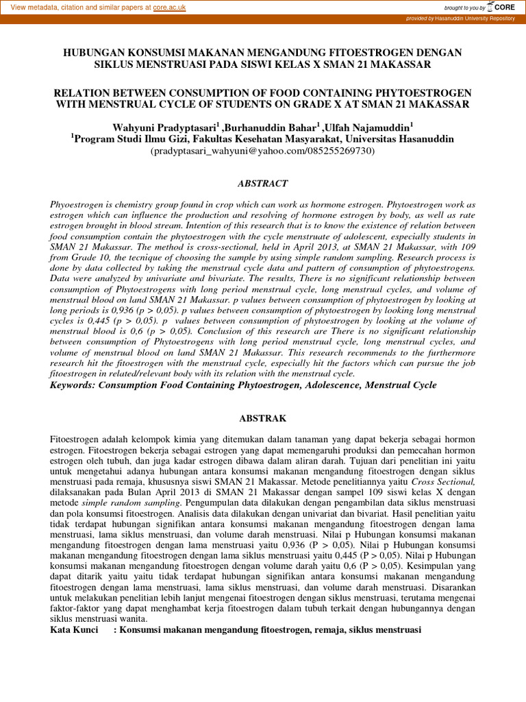 JURNAL PGT 7 Fitoestrogen | PDF | Menstruation | Clinical Medicine
