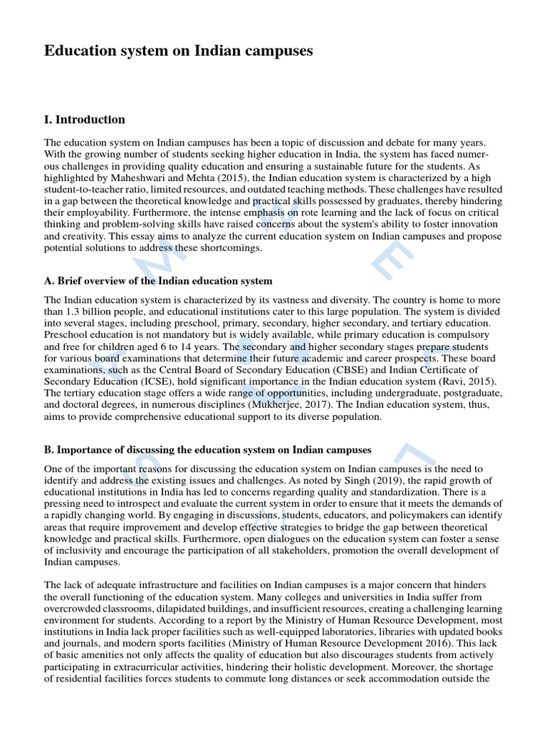 Education System On Indian Campuses | PDF