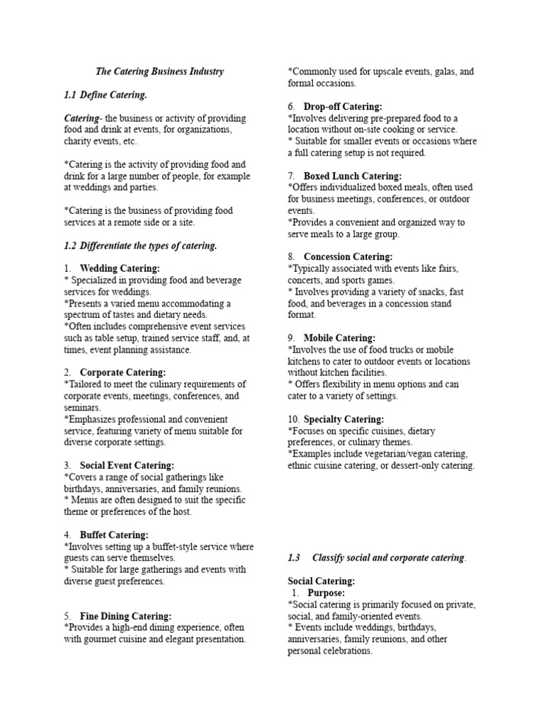 Catering Management | PDF | Menu | Restaurants