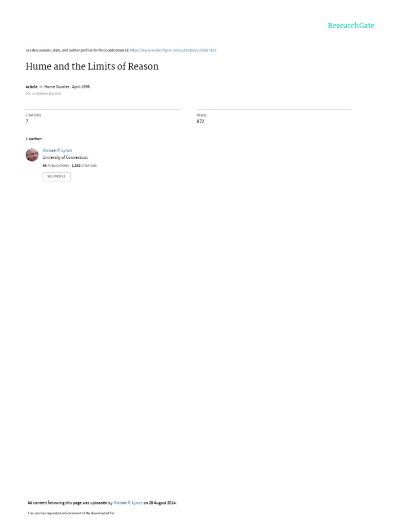 Hume and The Limits of Reason | Download Free PDF | David Hume | Skepticism