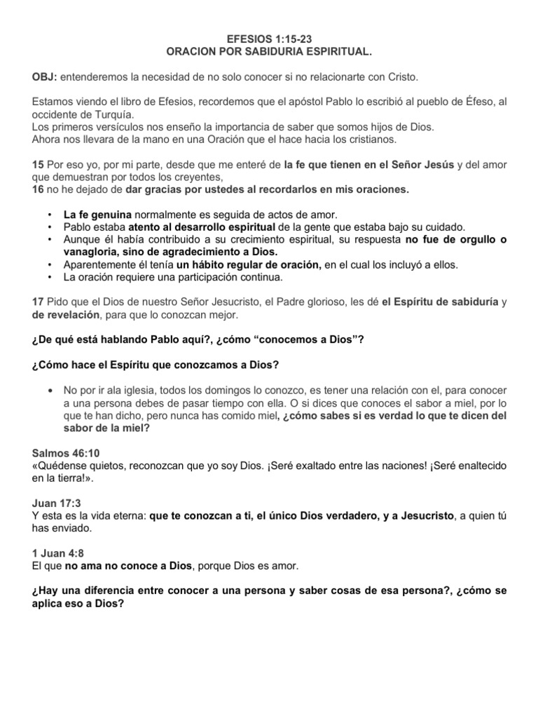 Efesios 1 15-23 | PDF