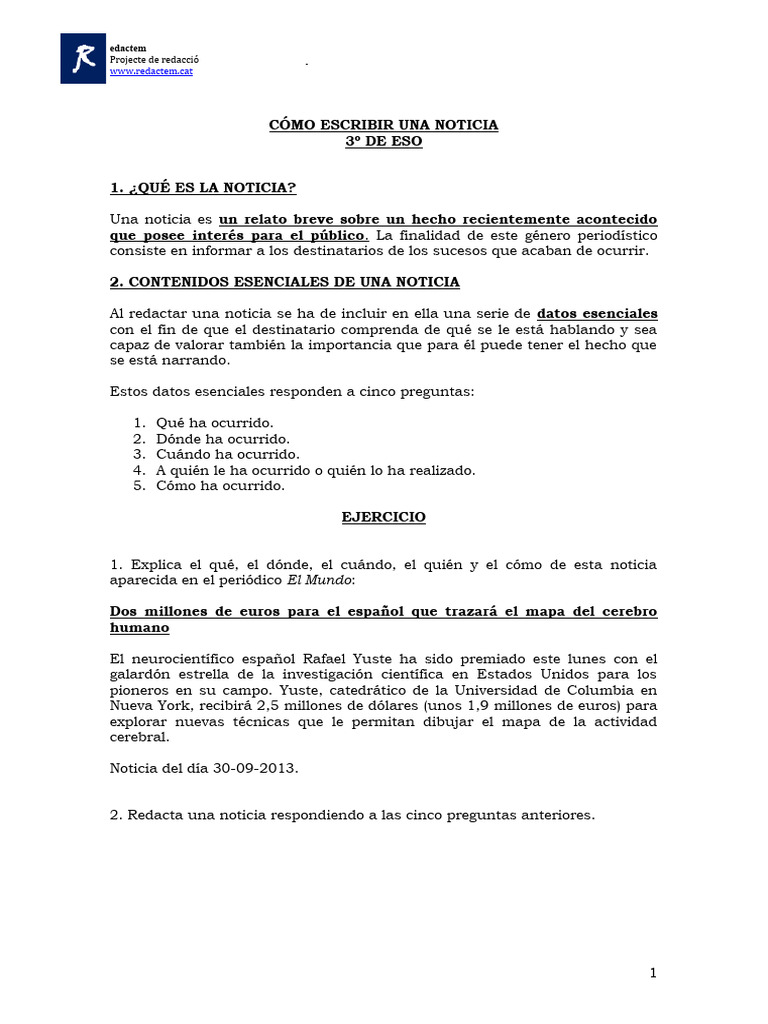 Cómo Escribir Una Noticia | PDF