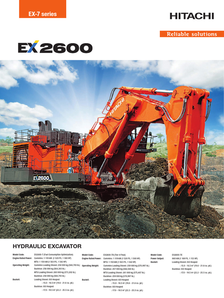 Hitachi EX2600 Mining Excavator Brochure | PDF | Engines | Diesel Engine